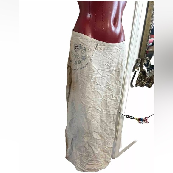 stone harbor | Skirts | Stone Harbor Beige Linen Skirt 2 Embroidery ...